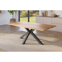 Esstisch Julius / Holz Wildeiche-Optik / 200x100 / Spider-Gestell Schwarz