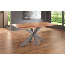 Baumkantentisch SPYRO / naturfarben / 180x90 / Spider-Gestell Silber