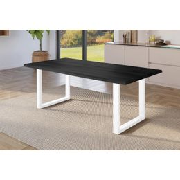 Esstisch Julius / Holz Grau-Optik / 220x100 / U-Gestell Wei&szlig;