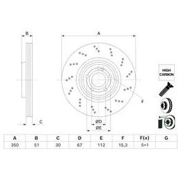 Bosch Bremsscheibe 0 986 479 F10 vorne rechts links Gelocht 350mm f&uuml;r MERCEDES-BENZ A247421081207 2474210812 A2474210812