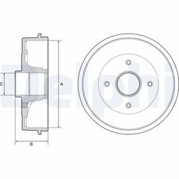 DELPHI Bremstrommel BFR538 hinten rechts links mit Lager f&uuml;r RENAULT 432035124R 8200672836 432020717R