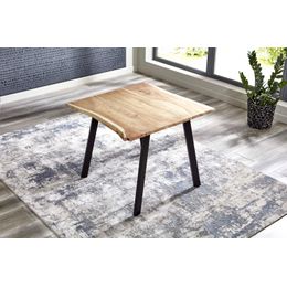 Baumkantentisch LAXMI / naturfarben / 80x80 / Vierfu&szlig;-Gestell Schwarz