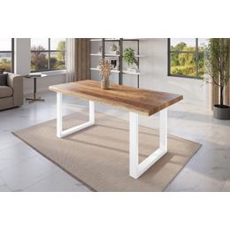 Baumkantentisch ATLAS 200 / Mango roughfarben / 200x100 / U-Gestell Wei&szlig;