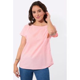 Schlupfbluse Casual Looks, Damen, Gr. 40, rosenquarz, wei&szlig;, gestreift, 100% Baumwolle, gemustert, gestreift, mehrfarbig, Rundhals, Blusen Schlupfbluse