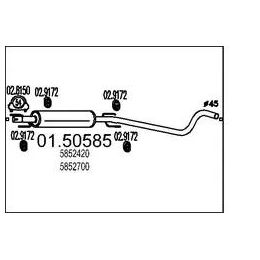 Sander MTS Mittelschalld&auml;mpfer 01.50585 f&uuml;r OPEL 5852700 5852420