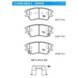 ATE Bremsbelagsatz, Scheibenbremse 13.0460-5829.2 vorne rechts links mit Zubeh&ouml;r f&uuml;r HYUNDAI KIA 58101-02A10