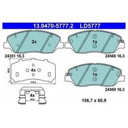 ATE Bremsbelagsatz, Scheibenbremse 13.0470-5777.2 vorne rechts links mit Zubeh&ouml;r f&uuml;r HYUNDAI KIA SSANGYONG 58101-2PA70 58101-2BA10 58101-2BA00