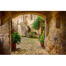 Fototapete papermoon "Sorano Alte Stra&szlig;e", bunt, B:3m L:2,23m, Vlies, Tapeten