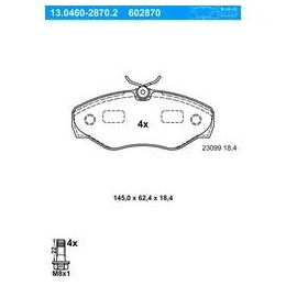 ATE Bremsbelagsatz, Scheibenbremse 13.0460-2870.2 vorne rechts links f&uuml;r RENAULT VAUXHALL NISSAN OPEL 6025371279 9199257 6025371662
