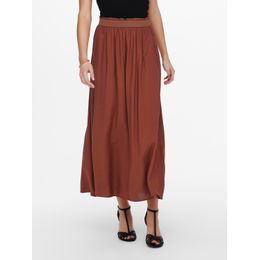 Maxirock Only "ONLVENEDIG &ndash; Maxil&auml;nge mit elastischem Bund f&uuml;r luftigen Komfort", Damen, Gr. XXS, henna, Web, Obermaterial: 100% Viskose, unifarben, regular fit wadenlang, R&ouml;cke Maxirock, Viskose