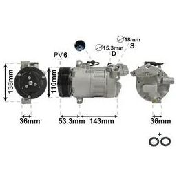 Van Wezel Kompressor, Klimaanlage 0600K321 12V f&uuml;r BMW 9145352 64526918751 64529175669
