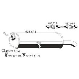 Ernst Endschalld&auml;mpfer 505178 f&uuml;r PEUGEOT 1726KF 1726KE 1730H9
