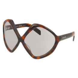 Prada 0PR B21S | Damen-Sonnenbrille | Fassung: Vollrand, Geometrisch, Acetat, Braun Havanna | Glasfarbe: Grau