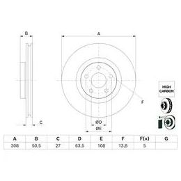 Bosch Bremsscheibe 0 986 479 H51 vorne rechts links bel&uuml;ftet 308mm f&uuml;r FORD 2305506