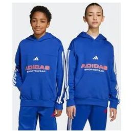 Kapuzensweatshirt Adidas SPORTSWEAR "HOUSE OF TIRO FLEECE KIDS HOODIE", M&auml;dchen, Gr. 176, blau (semi lucid blau), Obermaterial: 70% Baumwolle, 30% Polyester, angesetztes B&uuml;ndchen, Sweatshirts