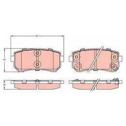 TRW Bremsbelagsatz, Scheibenbremse GDB3421 hinten rechts links f&uuml;r HYUNDAI ALFA ROMEO KIA FIAT LANCIA (BEIJING) 583021GA00 58302-2SA00 1GA0058302