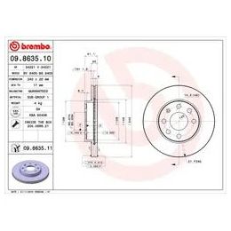 Brembo Bremsscheibe 09.8635.10 vorne rechts links bel&uuml;ftet 240mm f&uuml;r VAUXHALL OPEL 569021 95526649 9195985