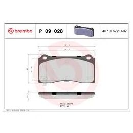 Brembo Bremsbelagsatz, Scheibenbremse P 09 028 vorne rechts links ohne Zubeh&ouml;r f&uuml;r TESLA 800824099A 800824000A 800824000B