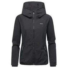 Outdoorjacke Ragwear "Dizzie A YOUMODO", Gr. XL (42), schwarz, Material: 68% Baumwolle, 32% Nylon, regular fit h&uuml;ftbedeckend, hoch geschlossener Ausschnitt, &Auml;rmel ohne &Auml;rmelschlitz elastischer Bund mit innenliegendem Gummizug, Jacken Outdoorjacke, Leichte &Uuml;bergangsjacke mit gro&szlig;er Kapuze