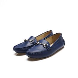 LANDS' END Horsebit Mokassins aus Leder, Damen,  Blau, Leder, by Lands' End