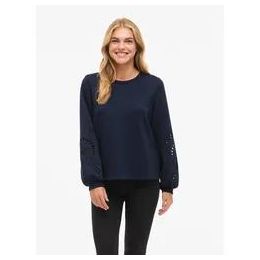 Sweatshirt Vila "VISANDY L/S DETAIL SWEAT TOP - NOOS", Damen, Gr. S, navy blazer, Sweatware, Obermaterial: 50% Viskose, 44% Polyester, 6% Elasthan, unifarben, regular fit normal, Rundhals, Sweatshirts Sweatshirt, Viskosemischung, regular fit