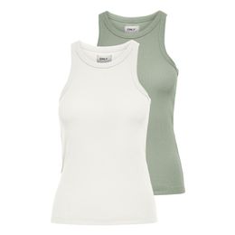 Tanktop Only "ONLLINDSAY TANK TOP 2 PACK", Damen, Gr. M (38), cloud dancer, Jersey, Obermaterial: 95% Baumwolle, 5% Elasthan, unifarben, sehr figurbetont normal, Rundhals, Tops Tanktop, Baumwollmischung