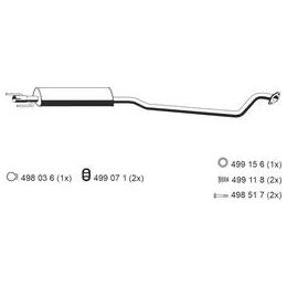 Ernst Mittelschalld&auml;mpfer 052207 f&uuml;r GENERAL MOTORS OPEL 90531286 5852063 24423018