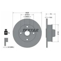 TEXTAR Bremsscheibe PRO 92154203 hinten rechts links voll 226mm f&uuml;r SKODA VW SEAT AUDI 191501639A 6N0615601 191615601