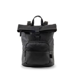 Tom Tailor Damen TTVIENE M Rucksack mit Materialmix, schwarz, Uni, Gr. ONESIZE