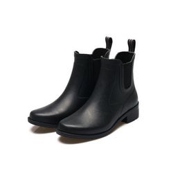 LANDS' END Wasserdichte Chelsea-Gummistiefeletten, Damen,  Schwarz, Gummi, by Lands' End