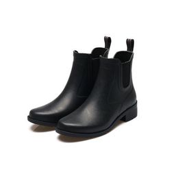 LANDS' END Wasserdichte Chelsea-Gummistiefeletten, Damen,  Schwarz, Gummi, by Lands' End