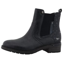 Winterstiefelette Mustang Shoes "Gelja", Damen, Gr. 37, nachtblau, Lederimitat, Schuhe Winterstiefelette, Stiefelette, Winterboots mit Anziehlasche