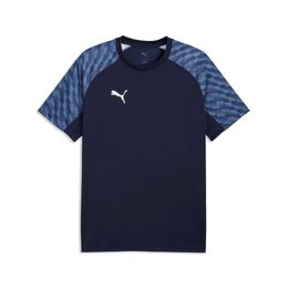 Trainingsshirt Puma "TEAMLIGA26 JERSEY", Damen, Gr. S, Puma navy, Puma wei&szlig;, blau horizon, Interlock, Obermaterial: 100% Polyester, mehrfarbig, regular fit normal, Rundhals, Shirts Trainingsshirt, Regular Fit, Kurzarm, atmungsaktiv, schnell trocknend