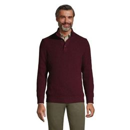 LANDS' END Stehkragen-Pullover mit Knopfleiste, Herren,  Rot, Baumwolle/Nylon/Woll-Mischung, by Lands' End