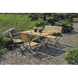 Garten-Essgruppe Garden Pleasure "WIEN", braun (braun, schwarz, braun, schwarz), B:280cm H:89cm T:120cm, FSC-zertifiziertes Massivholz, Stahl, Sitzm&ouml;bel-Sets, Garten-Essgruppe, mit praktischer Klappfunktion