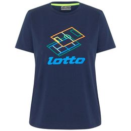Print-Shirt Lotto, Damen, Gr. L (40), blau (peacoat), 100% Baumwolle, bedruckt, Rundhals, gerader Abschluss, Shirts Print-Shirt, - mit plakativem Frontprint
