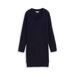 Tom Tailor Damen Strickkleid mit Kaschmir-Anteil, blau, Meliert, Gr. 46
