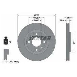TEXTAR Bremsscheibe PRO 92111503 vorne rechts links au&szlig;enbel&uuml;ftet 266mm f&uuml;r CITRO&Euml;N (DF-PSA) PEUGEOT VAUXHALL OPEL FENGSHEN 1629058880 E169141 3556159