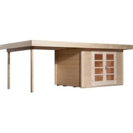 Gartenhaus Weka "Designhaus 126 Plus", beige (naturbelassen), Fu&szlig;boden im Gartenhaus, ohne Dacheindeckung, Massivholz, Gartenh&auml;user, Gartenhaus, mit Anbaudach