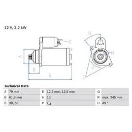 Bosch Starter 0 986 025 110 12V f&uuml;r SKODA VW SEAT AUDI 02M911024B 02M911024C 02M911024S