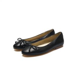LANDS' END Ballerinas mit Schleife, Damen,  Schwarz, Leder, by Lands' End