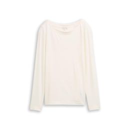 Tom Tailor Damen Slim Fit Langarmshirt mit U-Boot-Ausschnitt, wei&szlig;, Uni, Gr. XXL
