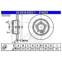 ATE Bremsensatz, Scheibenbremse ijzjsglib6 Hinterachse voll 268mm 10mm f&uuml;r FORD VAG SEAT