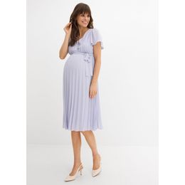 bonprix Umstandskleid aus zartem Georgette, lila, Gr.40, Elegantes Umstandskleid mit plissiertem Rock