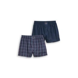 Tom Tailor Herren Boxershorts mit Karomuster im 2er-Pack, blau, Kariert, Gr. S/4
