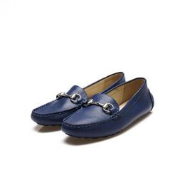 LANDS' END Horsebit Mokassins aus Leder, Damen,  Blau, Leder, by Lands' End