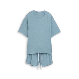 Tom Tailor Damen Pyjama-Set, blau, Uni, Gr. 46