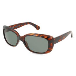 Fielmann LD 047 SUN CL ISADORA | Damen-Sonnenbrille | Fassung: Vollrand, Quadratisch, Acetat Spritzguss, Havanna Dunkel | Glasfarbe: Gr&uuml;n