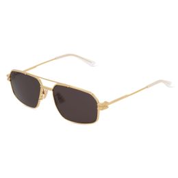 Bottega Veneta BV1128S | Unisex-Sonnenbrille | Fassung: Vollrand, Quadratisch, Metall, Gold Gl&auml;nzend | Glasfarbe: Grau