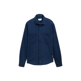Tom Tailor Denim Herren Overshirt aus Jeans-Stoff, blau, Uni, Gr. XXL